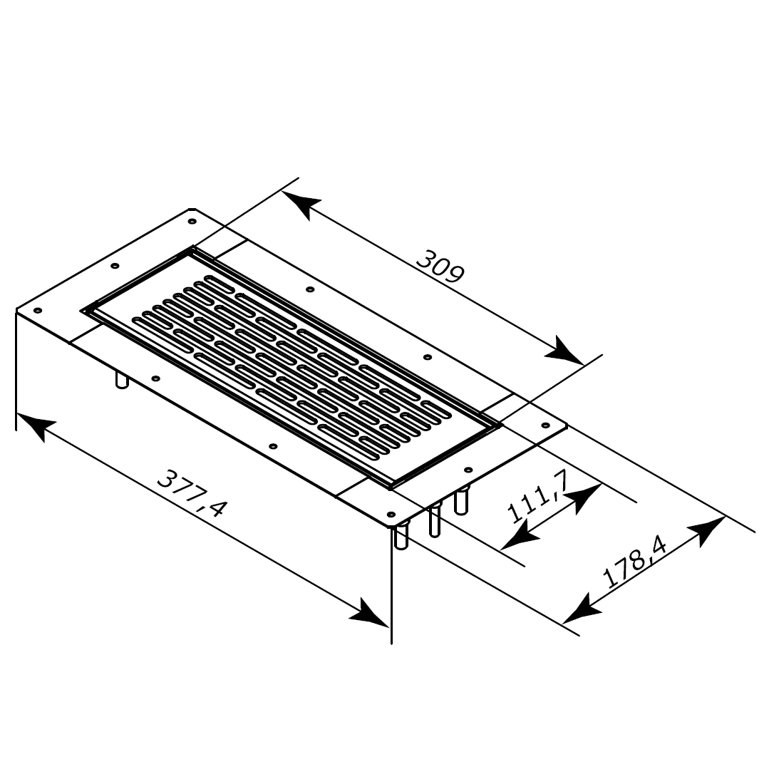 Floor mounted metal grille