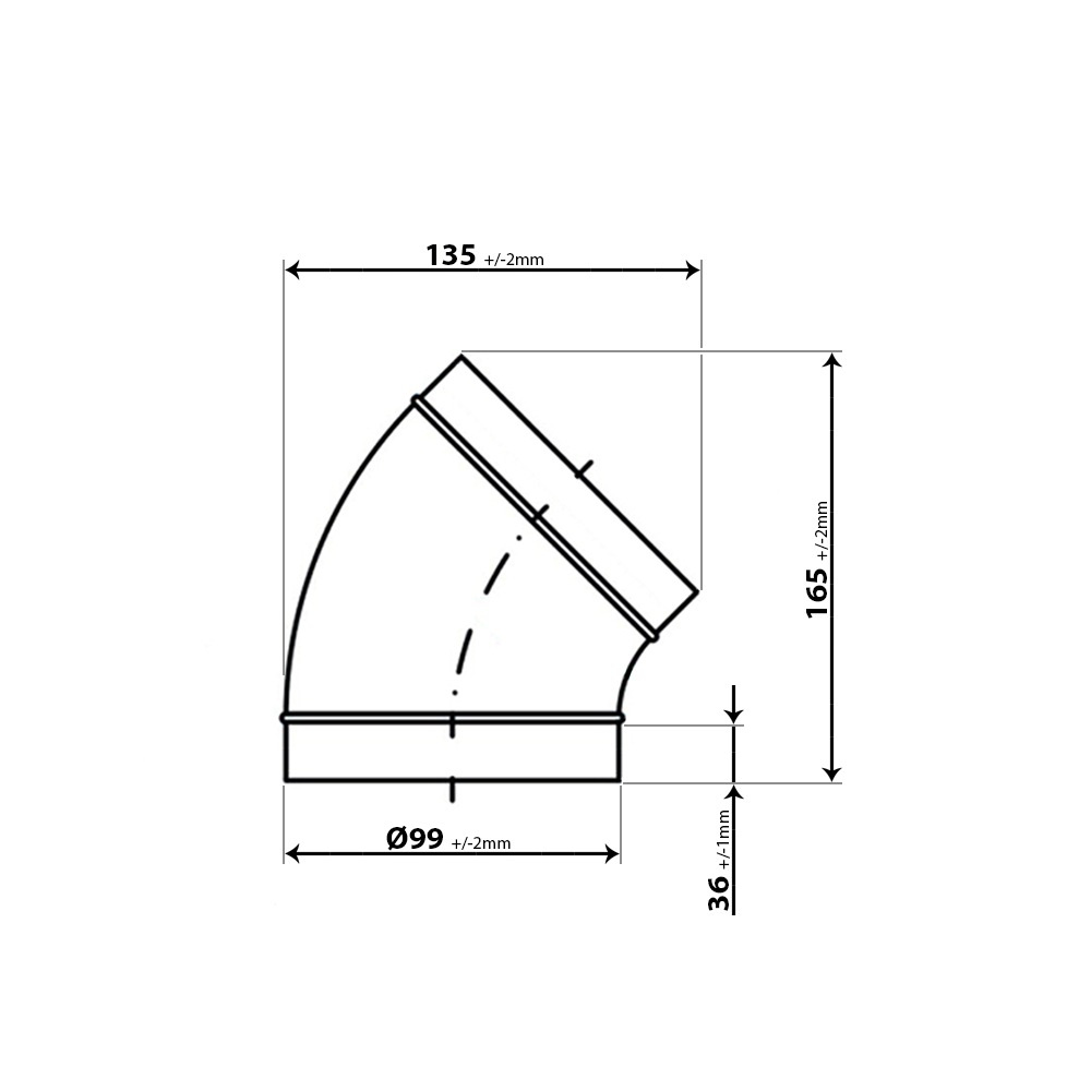 Metal bends 45°