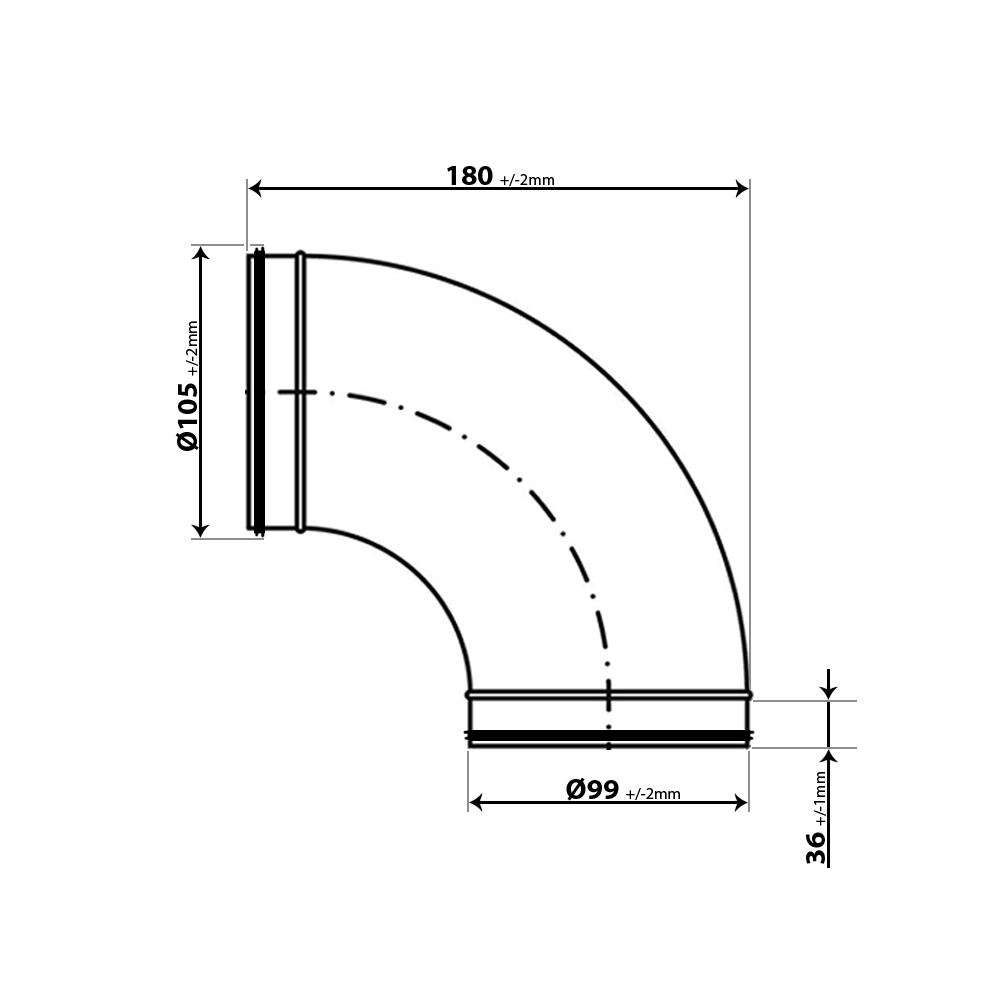 Metal bends 90° with gasket