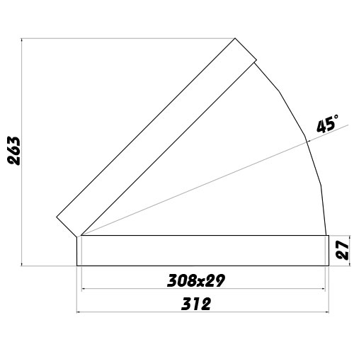 Square bends 45 horizontal