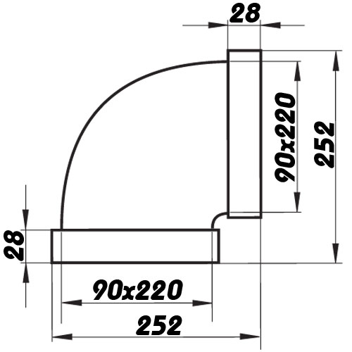 Square bends 90 horizontal