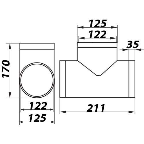 Connectors "T" for round air ducts